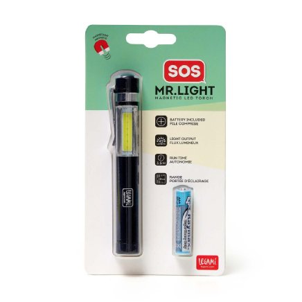 SOS MR. LIGHT MAGNETIC LED TORCH - BLACK - Legami | Интерном
